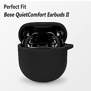 Geiomoo Silicone Case Compatible with Bose QuietComfort Earbuds II, Protective Cover with Carabiner (Black)