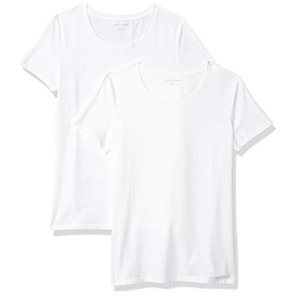 Amazon Essentials Women's Classic-Fit Short-Sleeve Crewneck T-Shirt, Pack of 2, White, Large