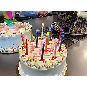 Angel Flames Birthday Cake Candles Happy Birthday Candles with Colored Flames (12pcs per Box, Holders Included) (12, Medium)