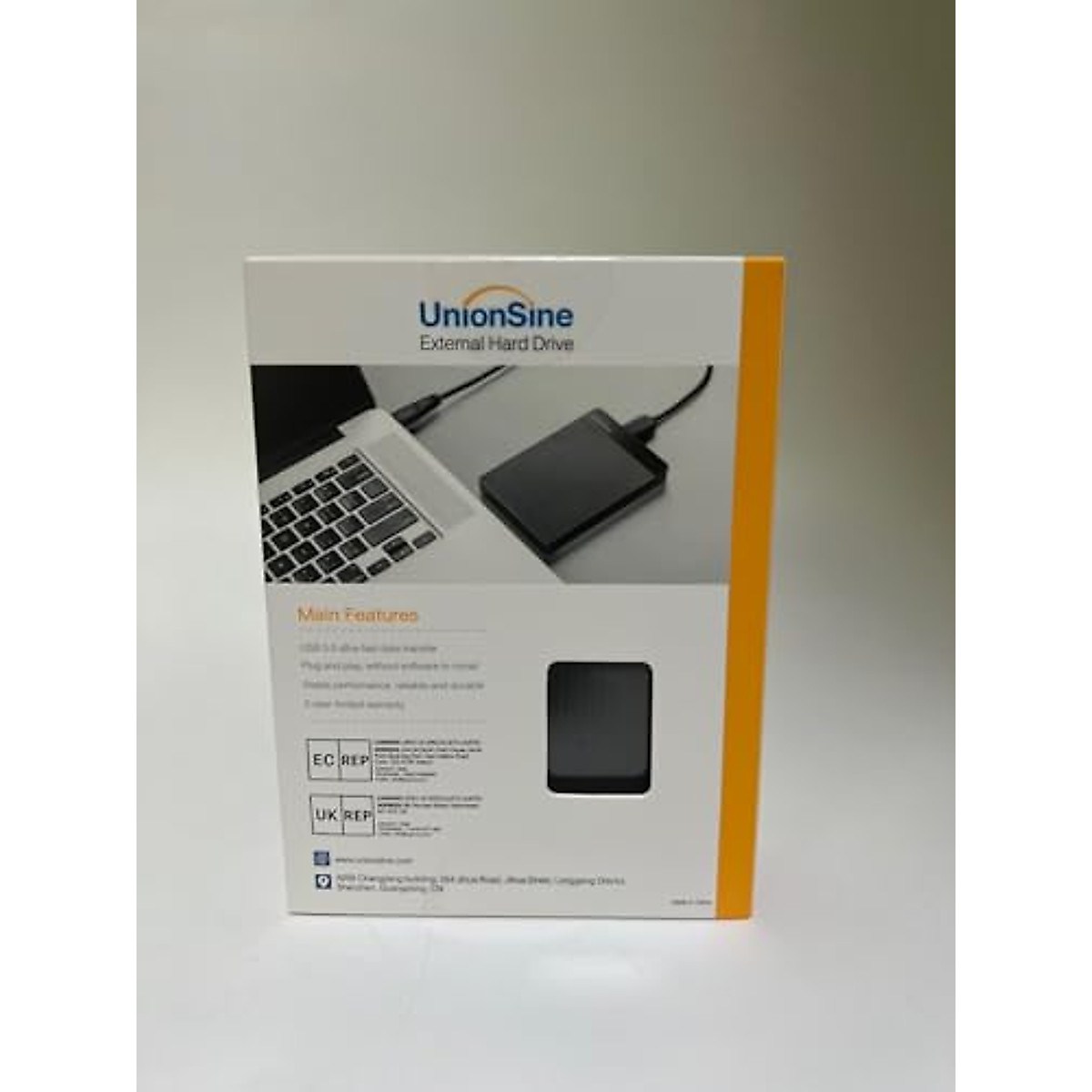 UnionSine 1TB Ultra Slim Portable External Hard Drive HDD-USB 3.0 for PC, Mac, Laptop, PS4, Xbox one,Xbox 360-Super Fast Transmission-HD-2510(Black)