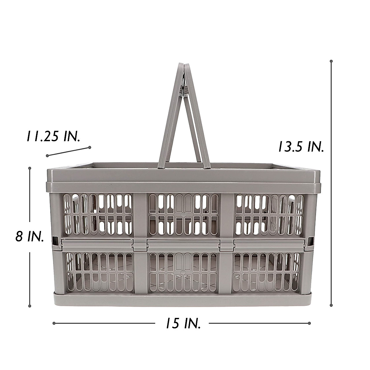 Home+Solutions 3 Piece Collapsible Basket Set - Grey Plastic Containers for Multipurpose Storage