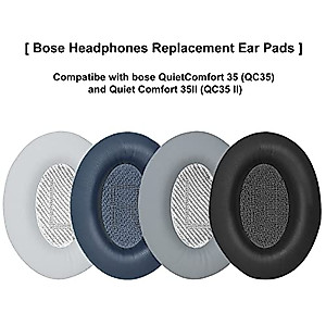 Hoxiver Earpads Cushions Replacement for Bose QC35 (QuietComfort 35) & QC35ii Headphones Ear Pads,Soft Protein Leather,Noise Isolation Foam(White)