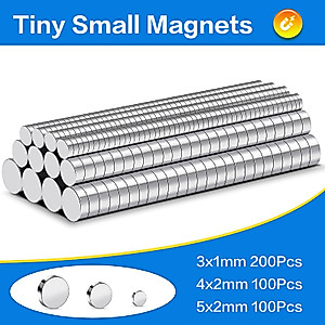 TRYMAG Small 400Pcs Rare Earth 3 Different Sizes Tiny Mini Magnets for Crafts, Small Round Fridge Magnets for Miniatures, Refrigerator, Office, Kitchen Cabinet, DIY