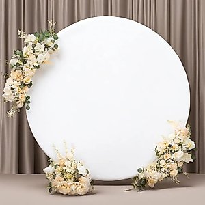 6.5x6.5ft White Round Backdrop Cover White Circle Backdrop Cover Round Fabric Photo Background for Photography Party Birthday Wedding Baby Shower Home Decorations