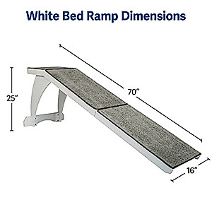PetSafe CozyUp Bed Ramp - Durable Wooden Frame Supports up to 120 lb - Furniture Grade Wood Pet Ramp with White Finish - High-Traction Carpet Surface - Great for Older Dogs and Cats