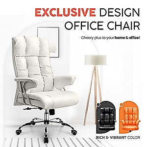 neo chair Office Chair Computer Desk Chair Gaming - Ergonomic High Back Cushion Lumbar Support with Wheels Comfortable White Upholstered Leather Racing Seat Adjustable Swivel Rolling Home Executive