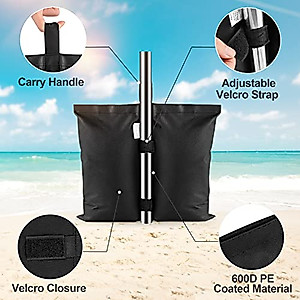 Homdox Canopy Weight Bags, 4-Pack Black Canopy Sandbags Weight Bags, Outdoor Pop Up Canopy Tent Gazebo Weight Sand Bag Kit. Without Sand
