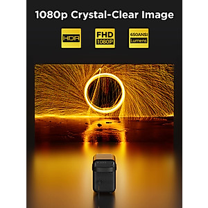 POKITTER Orca Retro 1080P Projector with WiFi and Bluetooth, 650 ANSI Lumens, Android 9.0 with 5000+ Apps, Auto Focus, 4D Keystone Correction, 10W Speakers, 40"-200" Image for Home,HDR10+,T6R MAX