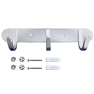 Sagmoc Coat Hook Rack Brushed Nickel 8-Inch Coat&Towel Hook Rail Wall Mounted with 3 Hooks, Durable Wall Hangers for Bedroom, Bathroom, Foyer, Hallway (SUS304 Stainless Steel)