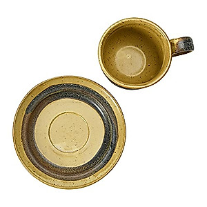 Creative Co-Op S/2 Stoneware Cup w Saucer Mug Set, 6.25", Brown & Black