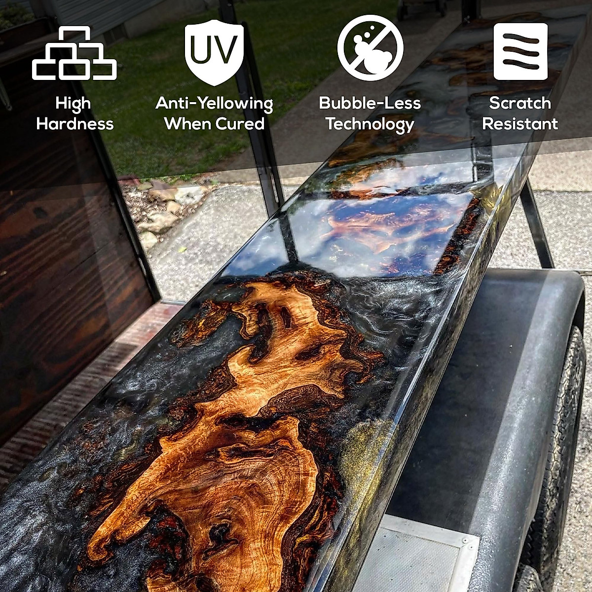 Table Top Epoxy Resin Superclear 2 Gallon | 256 oz Kit, Anti-Yellow Highest UV Impact Resistance, Food Safe Epoxy, Crystal Clear Gloss, Bubble Free, Bar & Surface Coat, Tumblers, Wood, DIY