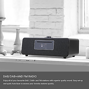MS5 CD Player,FM Digital Radio,WiFi Internet Radio,Spotify Connect,Bluetooth Speaker,Dual Alarms Clock,USB Charging,Colour Display,Remote Control (Black Oak)