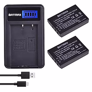 Batmax 2x 2400mAh KLIC-5001 Li-ion Battery + LCD USB Charger for Kodak Easyshare P712 P850 P880 Z730 Z760 Z7590 DX6490 DX7440 DX7590 DX7630 Zoom and Sanyo DB-L50 DMX-WH1 HD1010 FH11 HD2000 VPC-WH1 HD2