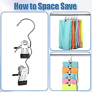 Legging Organizer for Closet, 30 Pack Boot Hangers for Closet, 360° Rotating Hangers for Boots/Jeans/Yoga Pants, Portable Stainless Steel Single Clips with Rubber Coated for Travel