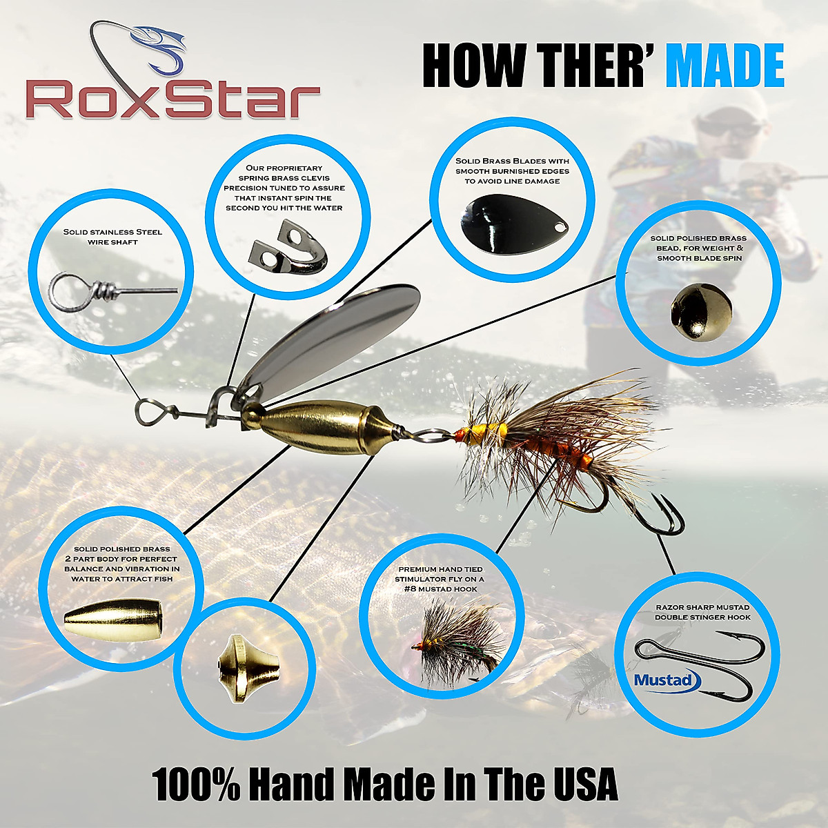 RoxStar Fly Strikers Proven Nationwide to Out-Fish Any Spinner | Hand-Tied in The USA | Most Versatile Fishing Spinner Ever! Trout, Bass, Steelhead (1/8oz S1)