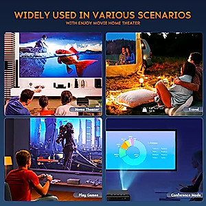 2023 New Mini Android Portable Projector 4K Supported Outdoor Projector 5G WiFi Bluetooth 150 ANSI Lumen 150" Video Projectors Compatible with iOS/Android/Laptop, Built-in Battery