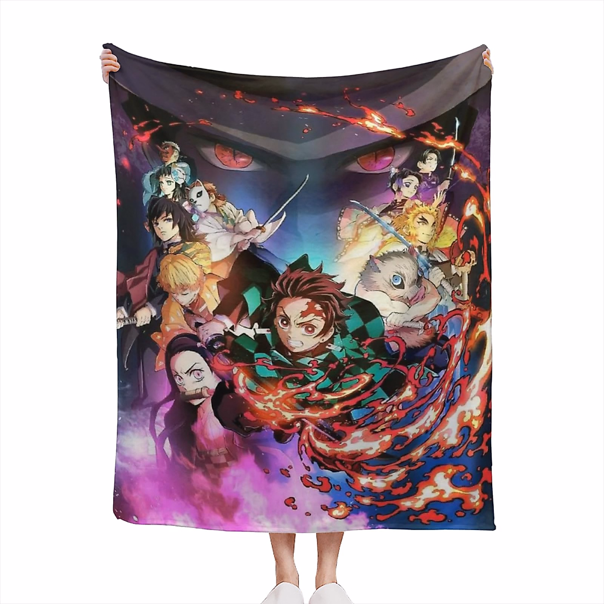 MaeGan Anime Blanket Flannel Fleece Warm Soft Throw Blanket for Couch Sofa Bed Living Room for Adults Children Kids Demon Slayer Anime Blanket Boys and Girls' Blankets Flannel Bedding Sofa Living Room