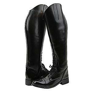 Hispar Women Ladies GRANDUER Pull On Leather English Field Boots Horse Back Riding Equestrian - Black 8 REGULAR CALF
