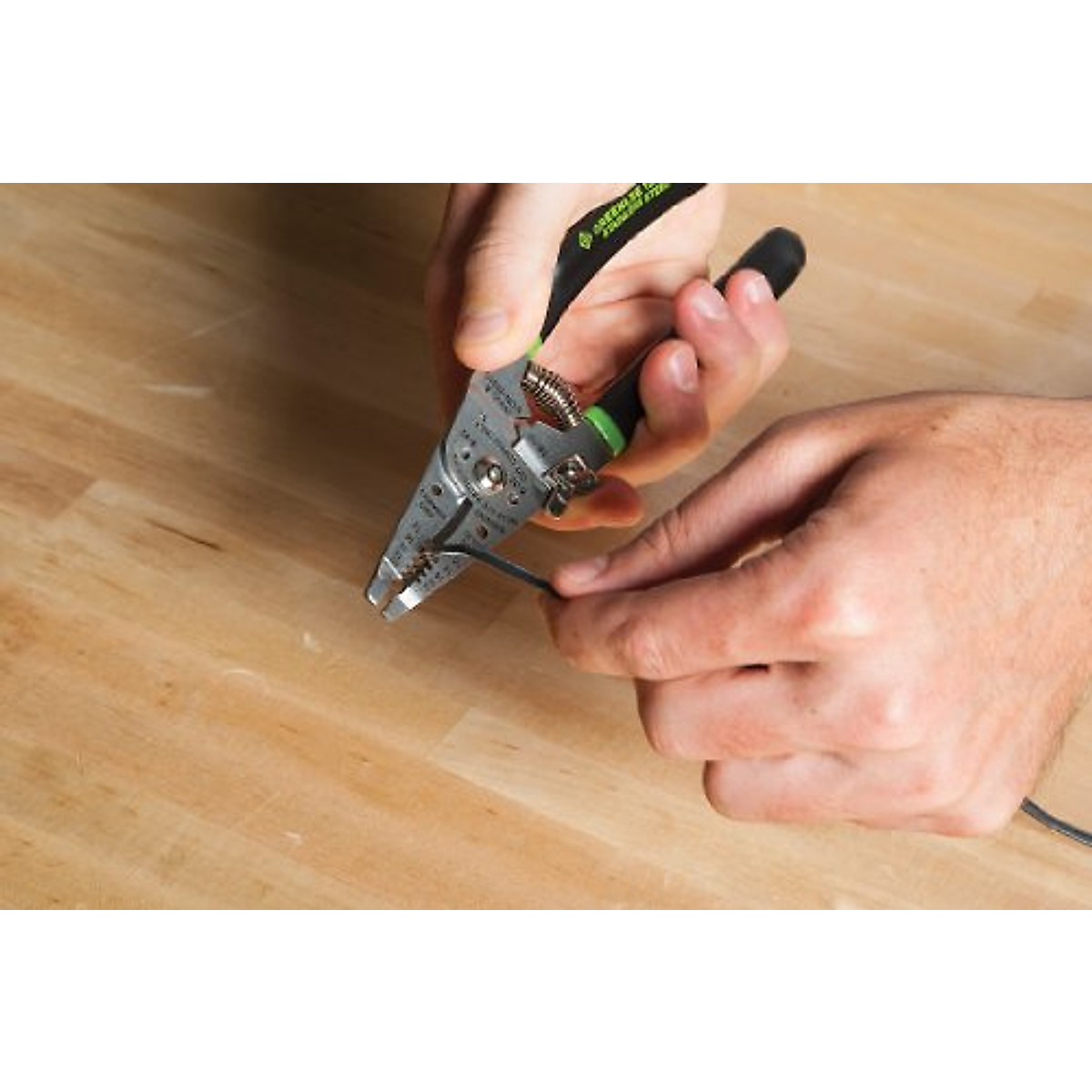 Greenlee 1955-SS Stainless Steel Wire Stripper for 10-18 AWG Solid and 12-20 AWG Stranded, Heavy-Duty Stripper, Cutter, and Crimper Tool