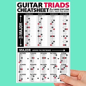 Guitar Triads Cheatsheet Laminated Pocket Reference (LARGE - 6-in x 9-in)