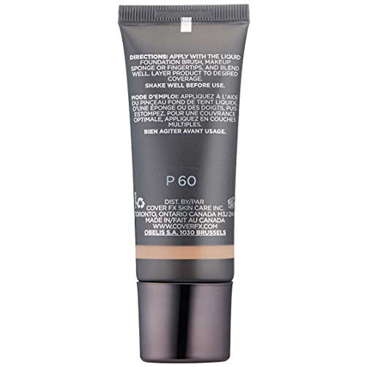 Cover FX Natural Finish Foundation: Water-based Foundation that Delivers 12-hour Coverage and Natural, Second-Skin Finish with Powerful Antioxidant Protection - P60, 1 Fl Oz