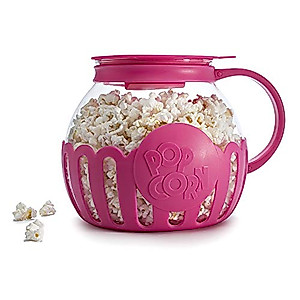 Ecolution Patented Micro-Pop Microwave Popcorn Popper with Temperature Safe Glass, 3-in-1 Lid Measures Kernels and Melts Butter, Made Without BPA, Dishwasher Safe, 3-Quart, Hot Pink