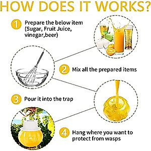 Wasp Traps Outdoor Hanging, Yellow Jacket Killer, Solar Powered Bee Trap Outdoor, Wasp Repellent Outdoor, Reusable Bee Catcher Hornet Trap for Trapping Hornet, Bee, Insects
