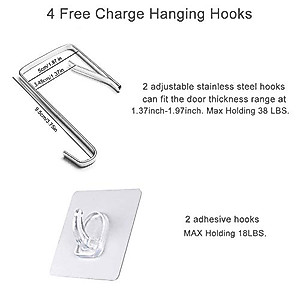 KINGSUSLAY Hanging Laundry Hamper, Over The Door Laundry Hamper and Hanging Laundry Bag, Extra Large Space Saving Hanging Hamper with 2 Types Hooks (35x 22Inch, Heather Grey)