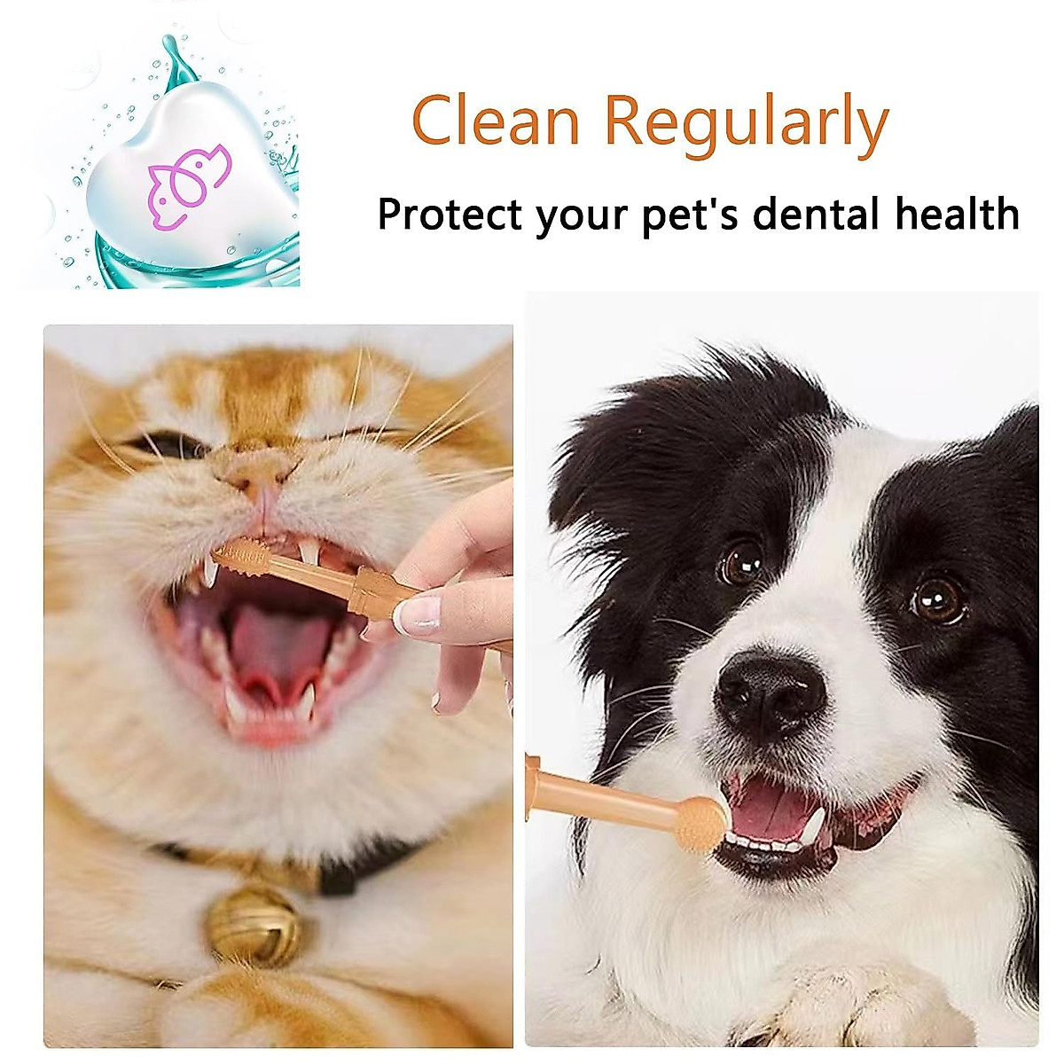 2Pcs Small Dog & Cat Toothbrush Kit with Storage Box, Soft Silicone Cat Dog Tooth Brushing Kit, Tongue Cleaner for Pet Tooth Brushing | Easy to Handle | Deep Clean for Toothbrush for Dogs Small Breed