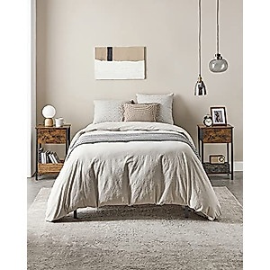 VASAGLE Nightstand with Drawer, End Table, Bed Side Table, Small Table, Tall Night Stand with Fabric Storage and Shelf for Bedroom, Dorm, Easy Assembly, Rustic Brown and Black ULGS021B01