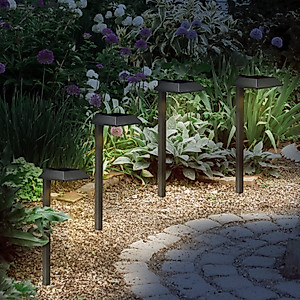 LampLust Black Solar Pathway Lights Outdoor, 4 Pack Stainless Steel Modern Path Lights, Waterproof, LED Metal Solar Garden Light for Yard, Walkway, Driveway & Landscape Lighting