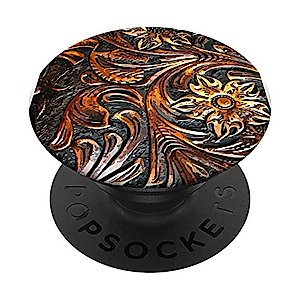 Cute Western Cowgirl Tooled Pattern PopSockets Grip and Stand for Phones and Tablets