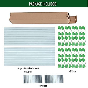 MAXPACE Greenhouse Hoops for DIY 3.5ft or Wider Grow Tunnel, Rust-Free Fiberglass Support Hoops Frame for Garden Fabric, DIY Plant Support Garden Stakes, Gardening Supplies, 50pcs