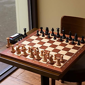 A&A 18.875" Professional Wooden Tournament Chess Board/Mahogany & Maple Inlaid /2.0" Squares w/Notation
