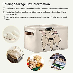 Kcldeci Cute Pig Piglet Farm Animal Baskets Storage Bins Fabric Storage Baskets Cloth Baskets Empty Gift Baskets with Rope Handles Decorative Baskets for Organizing