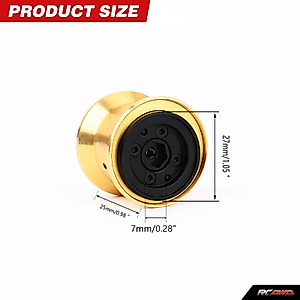 RCAWD 4Pcs Unique Design 1.0 Plus Brass Beadlock Wheel Rims for 1/18 1/24 RC Crawler TRX4M AXI24 SCX24 FCX24,48/pcs (Black)