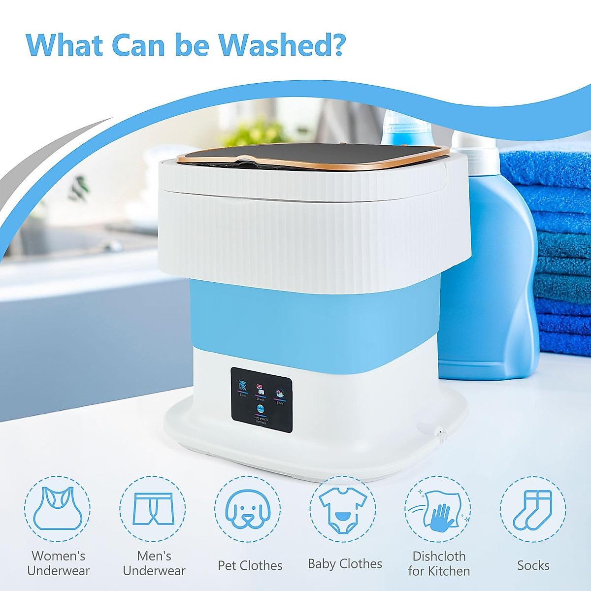 Portable washing machine and Spin Dryer, Portable Washer Cleans Underwear,Baby Clothes,Small Clothes,Pet Clothes for Traveling Camping Apartments Hotel Dormitories RV.(Blue, 11.5L)