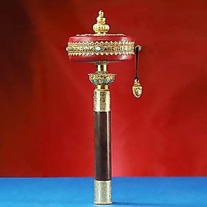 Om Mani Padme Hum Prayer Wheel, Premium Hand Held Tibetan Buddhist Copper Handmade Prayer Wheel with Mantra Scroll, Buddha Religion Scriptures Prayer Wheel for Spiritual Blessing,Meditation&Relaxation