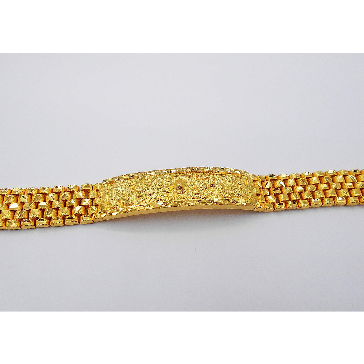 arrawana77 Guardian lions Thai Gold Plated Bangle 24k Thai Baht Yellow Gold Filled Jewelry Bracelet 7 Inch 32 Grams 13 mm