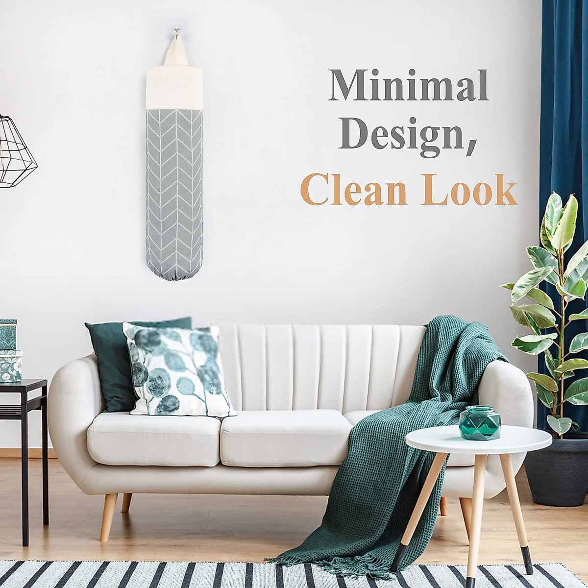 Plastic Bag Holder, Canvas Grocery Bag Holder Dispenser, Wall Mount Shopping Trash Bag Storage Organizer for Home Kitchen