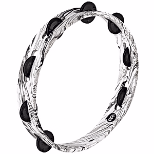 Meinl Percussion Tambourine with Black Plated Steel Jingles, Single Row-NOT Made in China-White Marble Finish, 2-Year Warranty, inch (TA1BK-WHM)