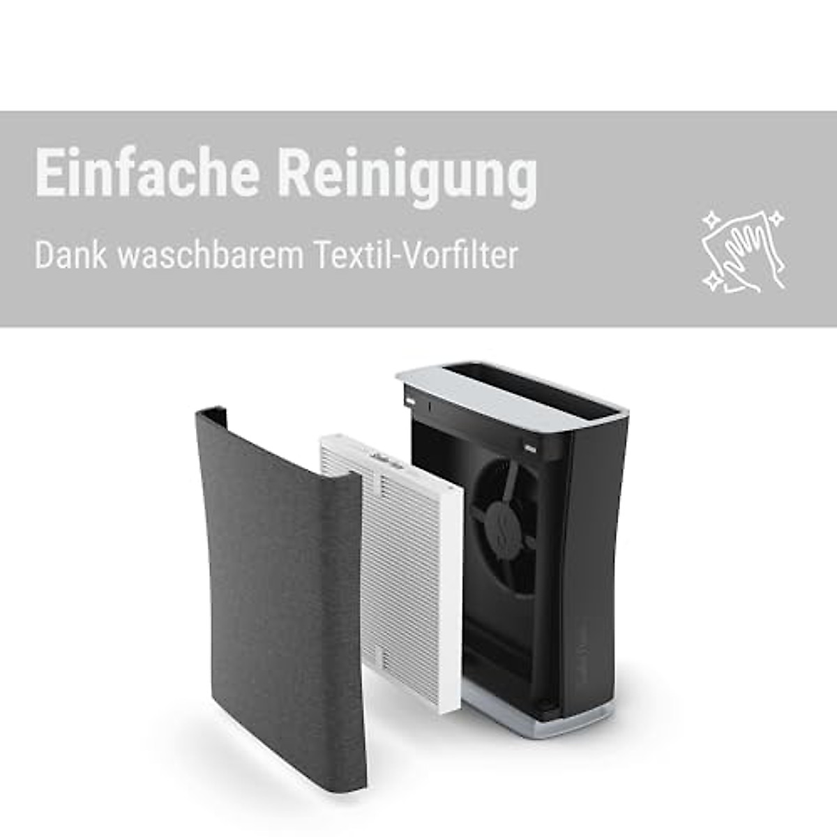 Stadler Form Luftreiniger Roger mit Dual Filter (H12 HEPA & Aktivkohle), filtert Schadstoffe wie Pollen, Staub, Tierhaare, Bakterien und Viren aus der Luft, bis zu 66 m² inkl. Auto-Modus