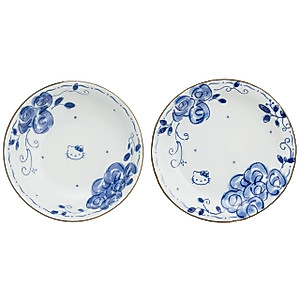 Sanrio 307743 Hello Kitty Blue Rose (Dyed), 3 Porcelain Dish Bowls, 6-Piece Set (Comes in a Presentation Box)