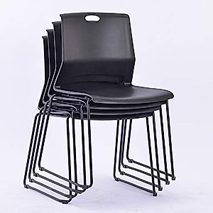 Sidanli Stacking Chairs Stackable Waiting Room Chairs Conference Room Chairs-Black (Set of 4)