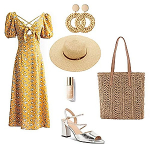 ZLM BAG US Women Straw Crochet Tote Bohemian Summer Beach Bag Large Handmade Shoulder Bag (Light Brown)