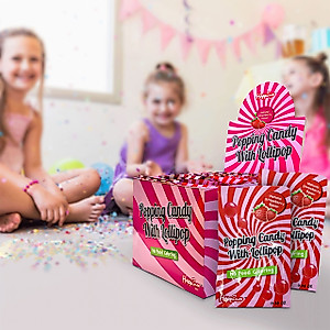 Happiness USA 50 PCS Popping Candy with Fun Dip Lollipop - All Natural No Artificial Colors or Flavors Pop Rocks Candy | Individually Wrapped Kosher Pareve Candy Pop | Non Dairy Pop Rocks Strawberry