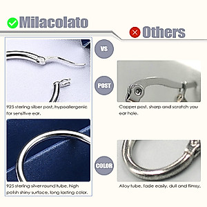 Milacolato 925 Sterling Silver Twisted Hoop Earrings 18K White Gold Plated Wave Chunky Hoop Earrings Hypoallergenic Huggie Stud Earrings for Women