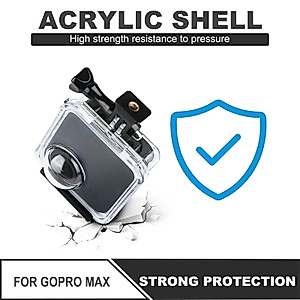 Waterproof Case for Gopro Max Action Camera, Underwater Diving Protective Housing 40M with Bracket Accessories