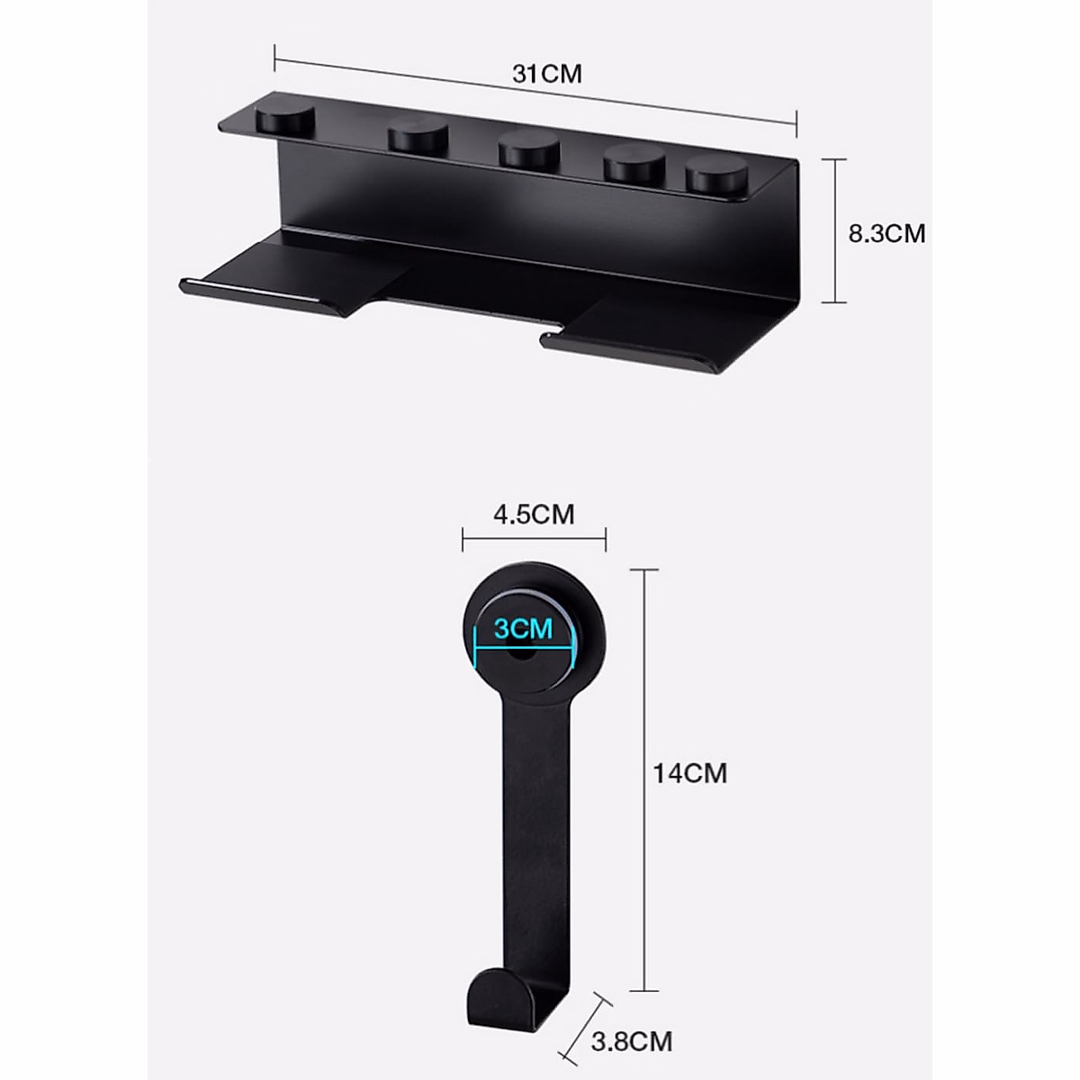 GENCAM Airwrap Wall Mount Organizer for Shark Flexstyle, Aluminum Alloy Storage Holder for Shark 430/440 Flexstyle, Wall Mount Holder for Shark Flexstyle and Attachments (Black)