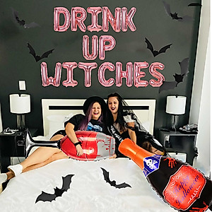 LaVenty Rose Gold Witches Balloons Cheers Witches Decoration Drink Up Witches Banner Cheers Witches Sign Witches Party Decoration Halloween Bachelorette Party Decoration